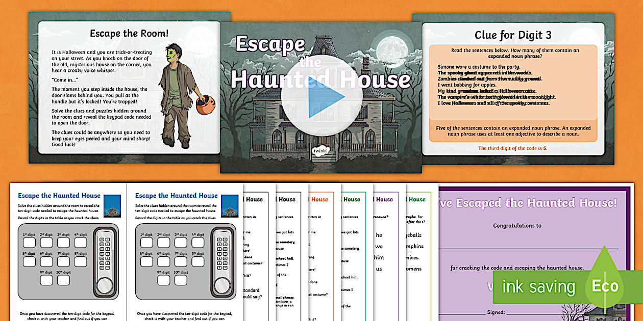 Year 4 English Escape the Haunted House Game