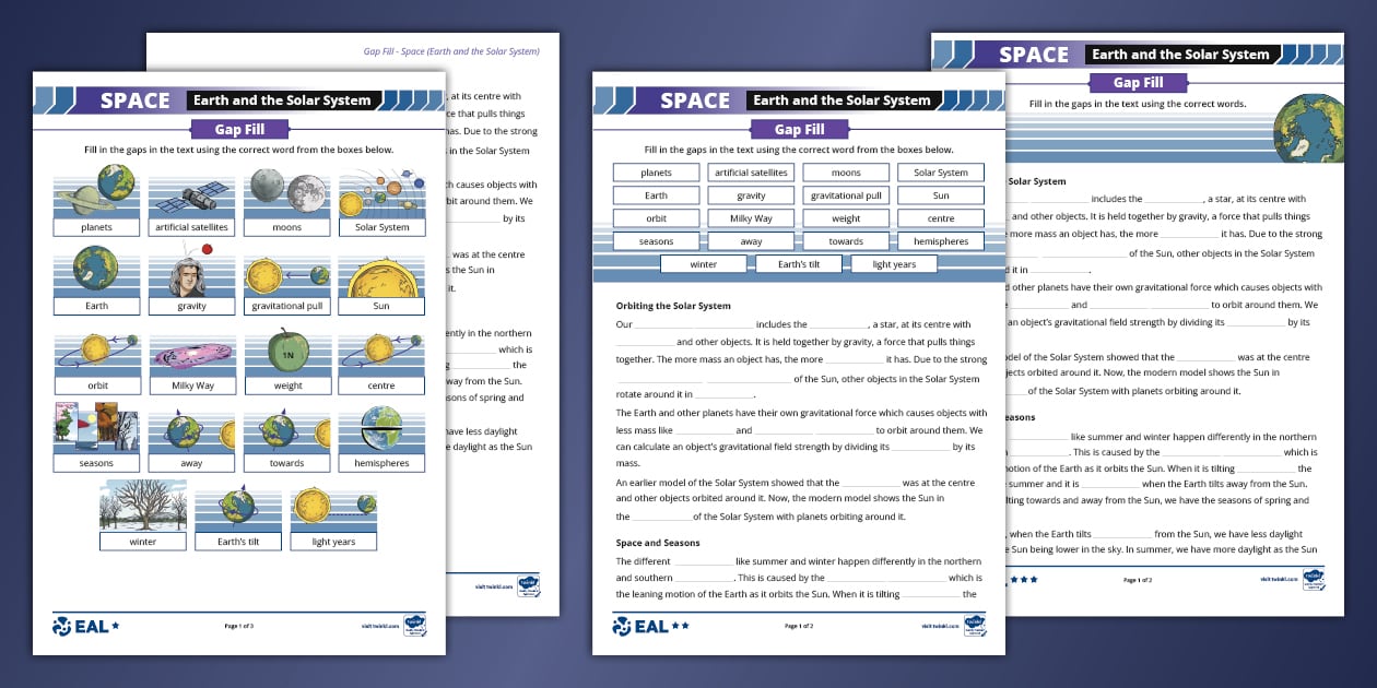 EAL Older Learners Space Curriculum Scaffolding - Gap Fill