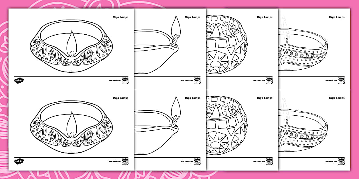 Diya Coloring Page for Kids | Diwali Resources | Twinkl USA