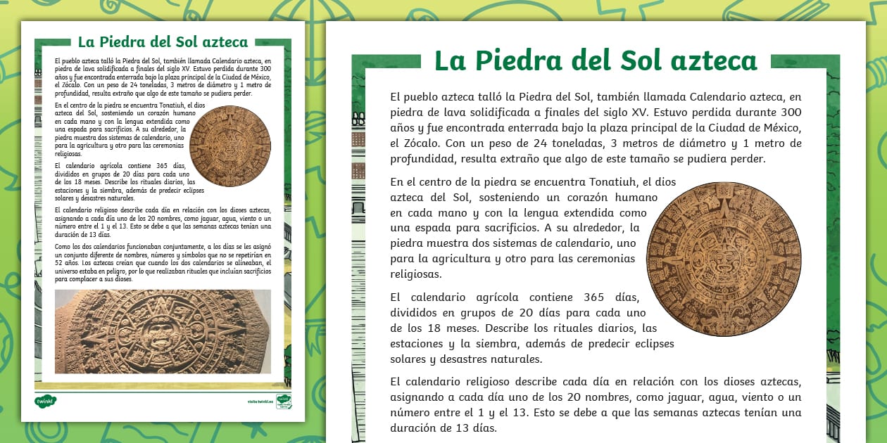 Hoja informativa: La Piedra del Sol azteca (teacher made)