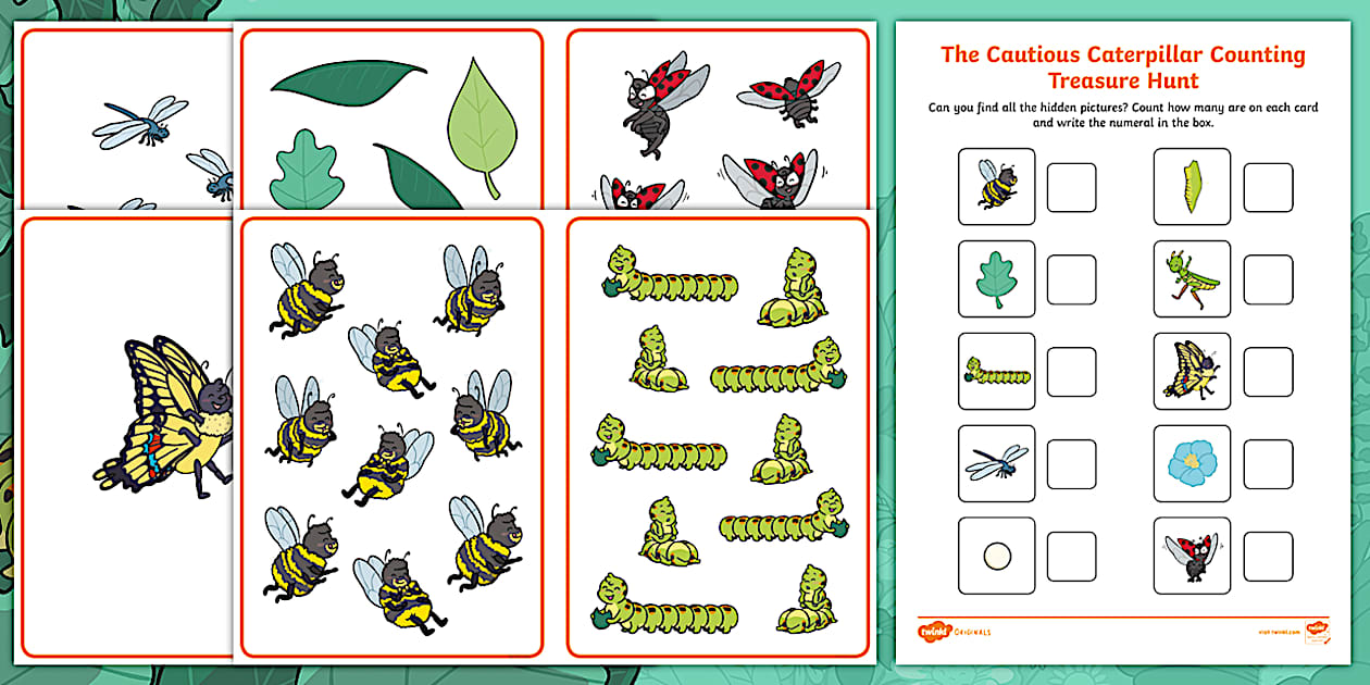 👉 The Cautious Caterpillar Counting Treasure Hunt Activity (Numbers 1-20)