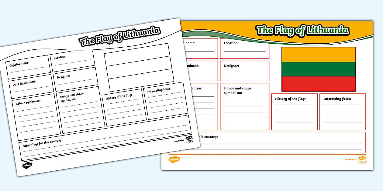 Lithuania Flag Fact File Template - Twinkl Writing - Twinkl