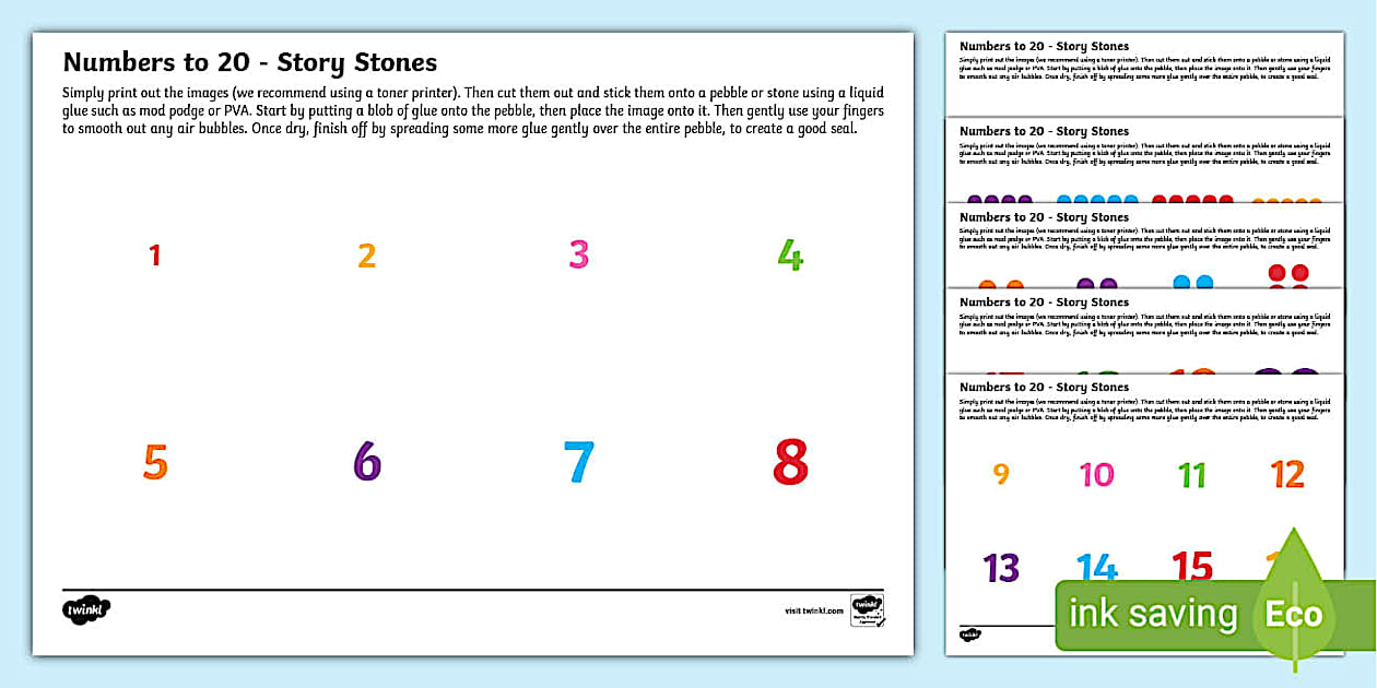 Editable Numbers to 20 Story Stone Image Cut Outs - Twinkl