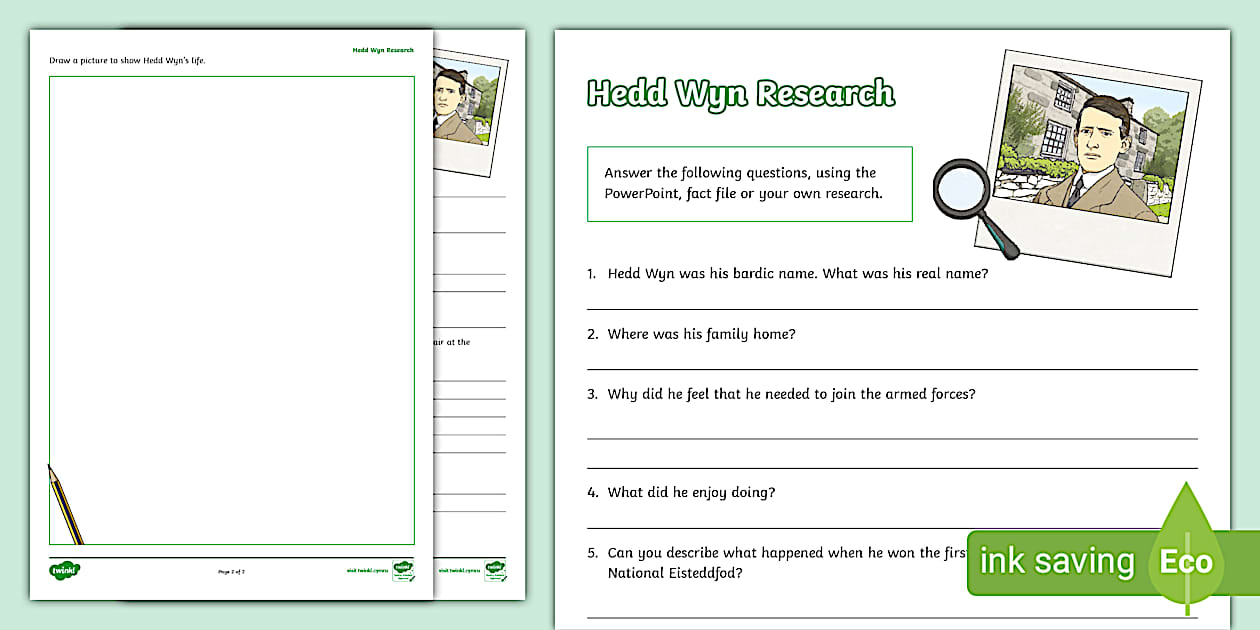Hedd Wyn Activity Sheet (Teacher-Made) - Twinkl