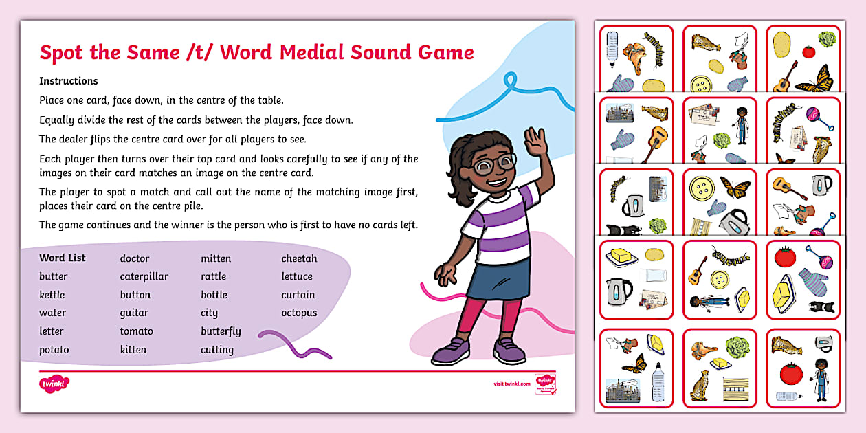 Spot the Same /t/ Word Medial Sound Game (Teacher-Made)