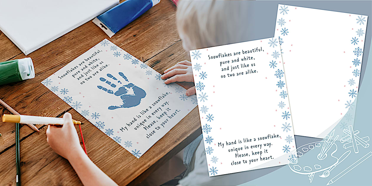 Snowflake Poem Winter Handprint Activity Poster