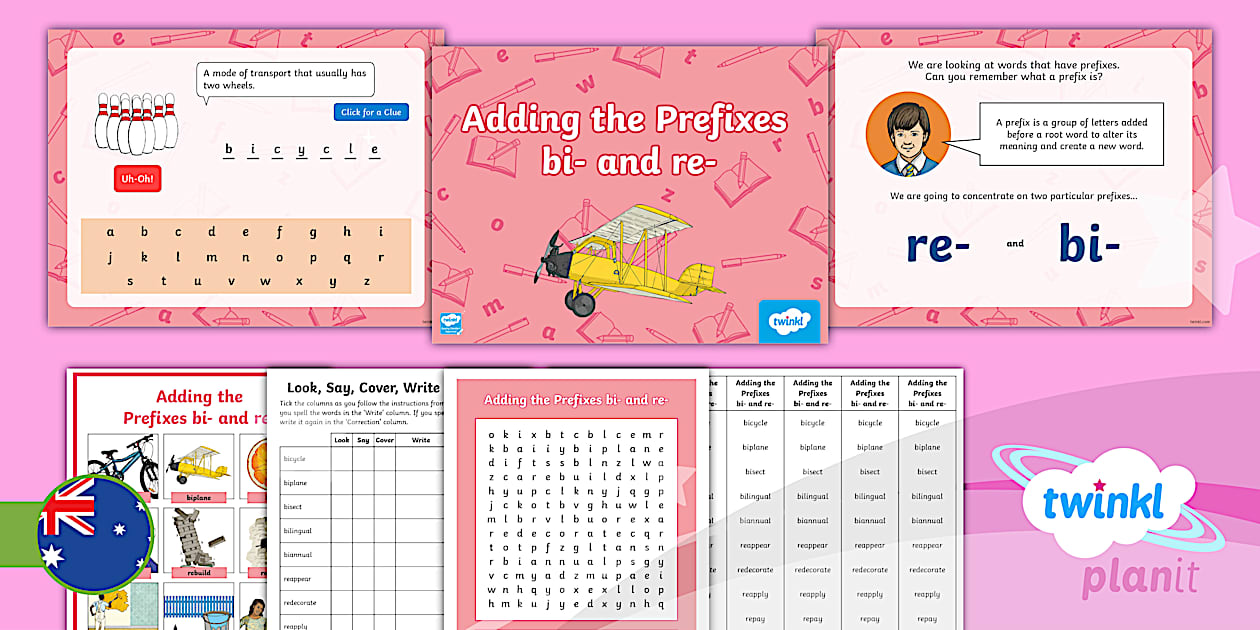 Year 3 Spelling: Adding the Prefixes bi- and re- - Twinkl