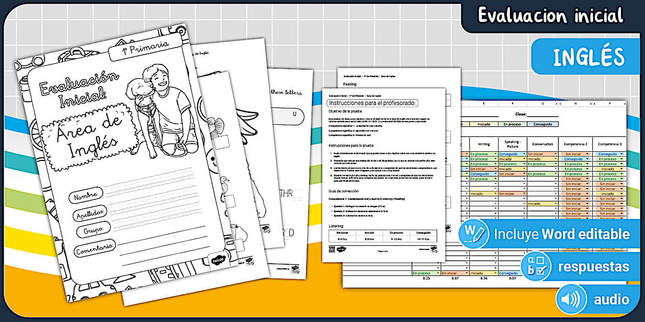 Evaluación inicial de inglés para 1º de Primaria
