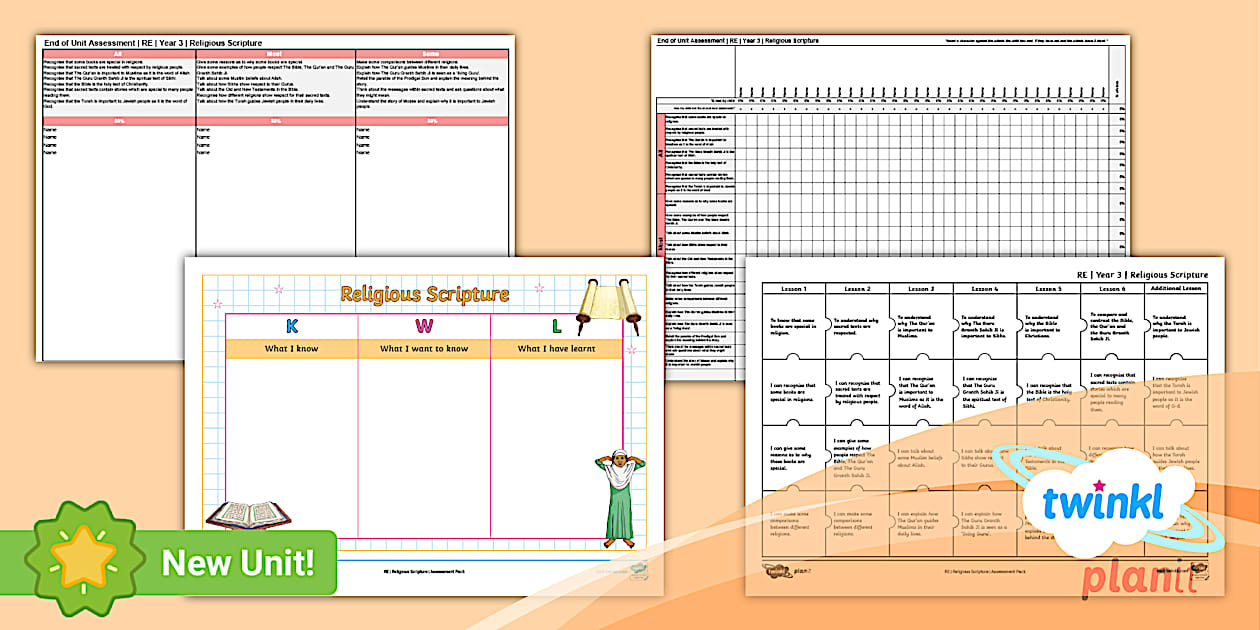 RE: Religious Scripture: Year 3 Assessment Pack