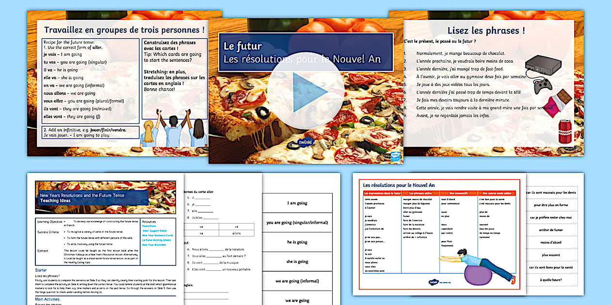 New Year's Resolutions and Future Tense Lesson Pack French