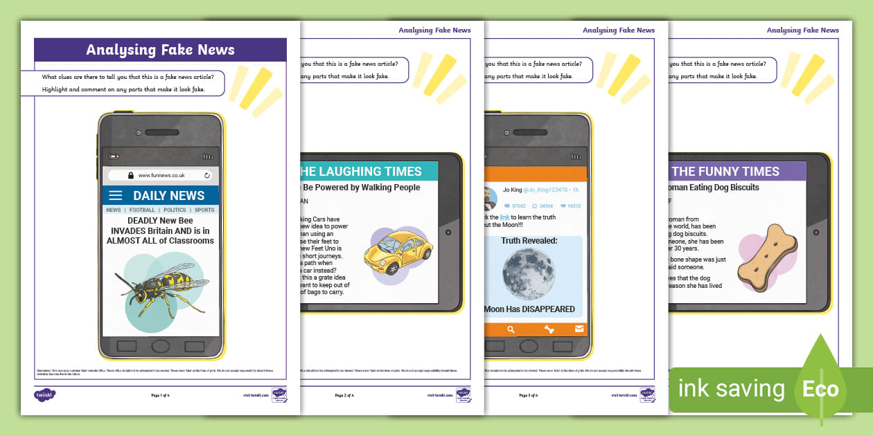 Analysing Fake News Articles - Twinkl - KS2