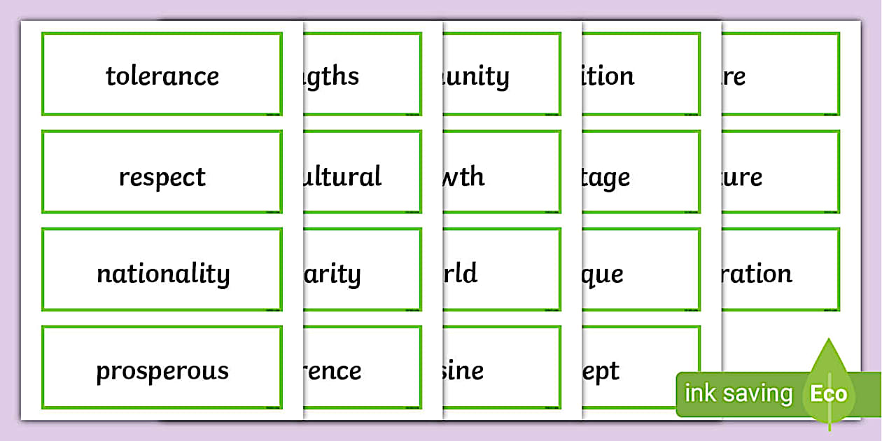 Tolerance and Respect Vocabulary Cards (teacher made)