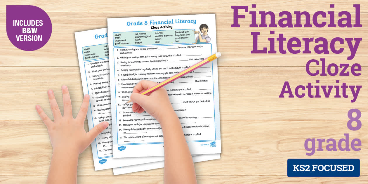Grade 8 Financial Literacy Cloze Activity