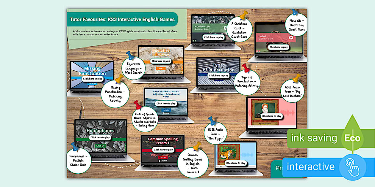 Interactive English Games for KS3 | Beyond (teacher made)