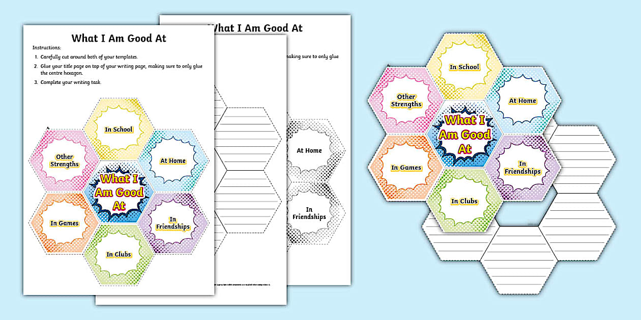 What I'm Good At Hexagon Fact File Template (Teacher-Made)