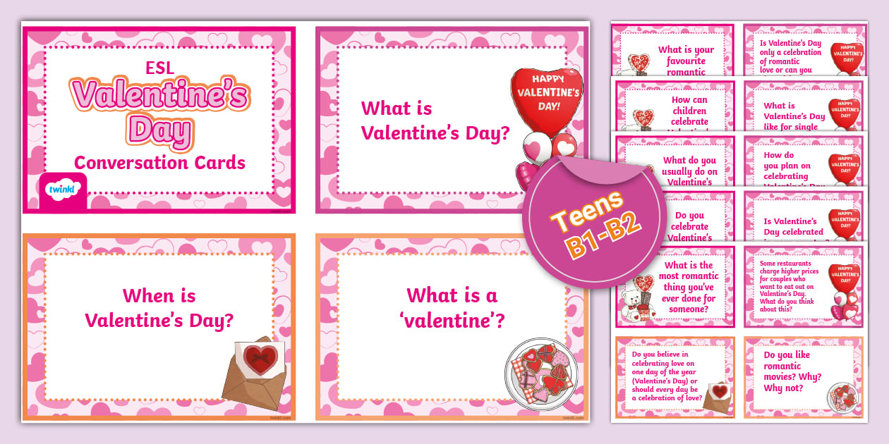 ESL Valentine's Day Conversation Cards (teacher made)