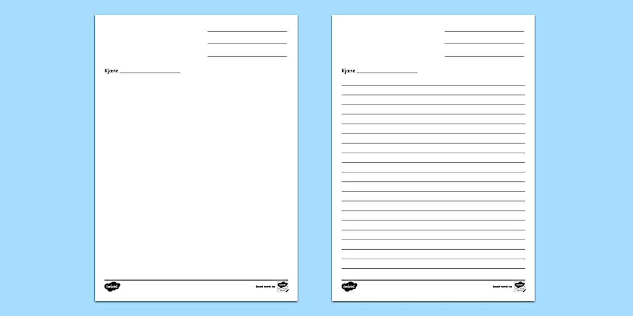 Maler for å skrive brev | Linjert og ulinjert - Twinkl