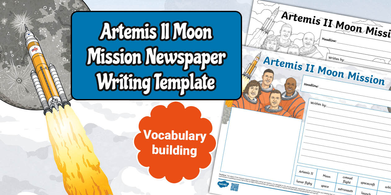 Artemis II Moon Mission Newspaper Writing Template