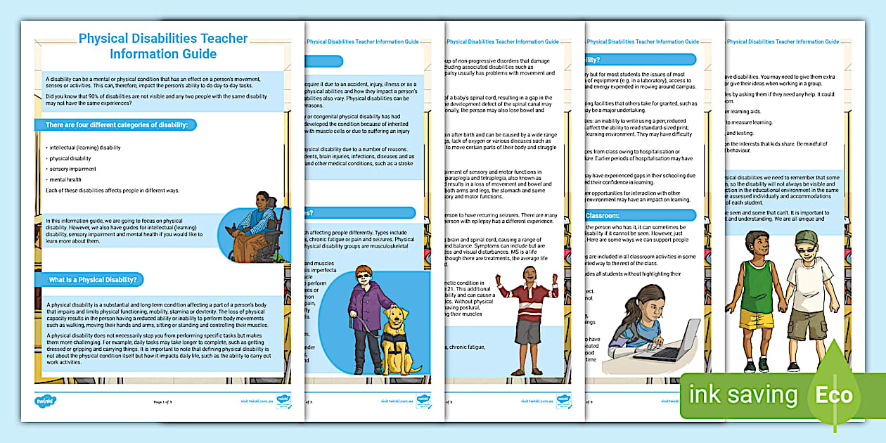 Physical Disability Teacher Information Sheet - Twinkl