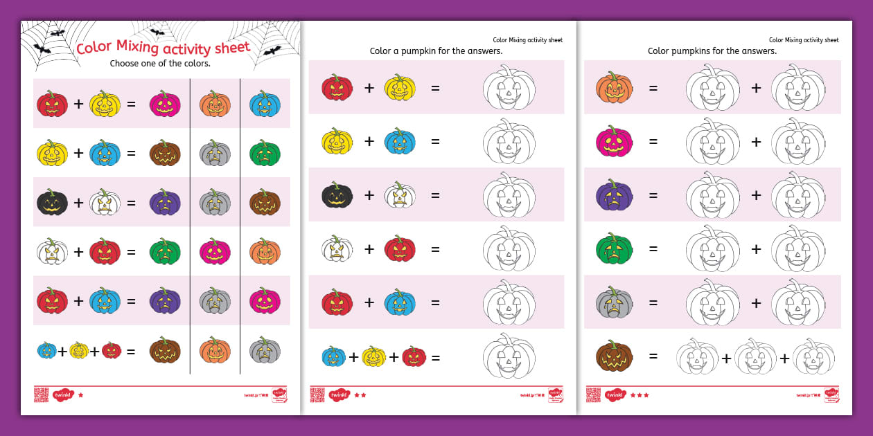 英語で色を混ぜてみようハロウィンアクティビティ｜ジャックオーランタンアクティビティ｜Twinkl