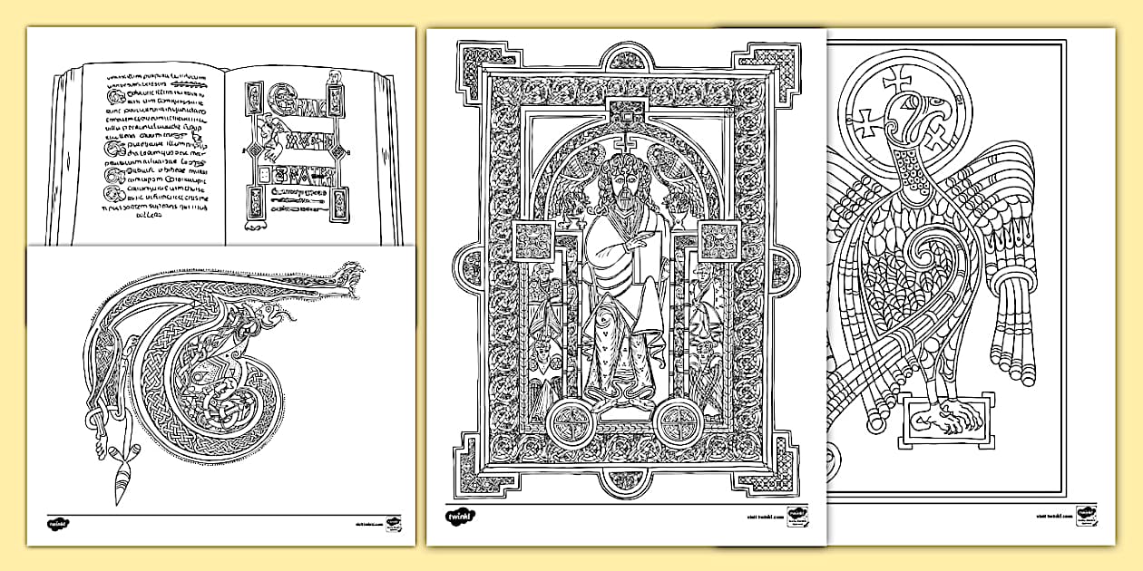 Book of Kells Coloring Pages | Christian Art | Twinkl USA