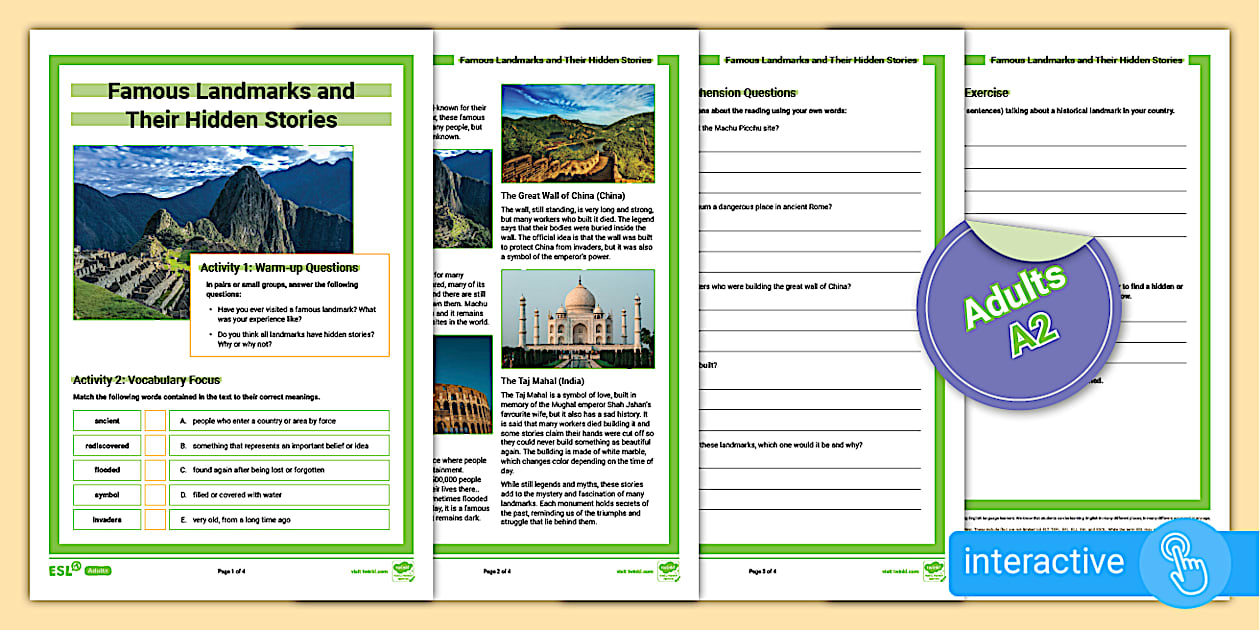 ESL Famous Landmarks and Their Hidden Stories [Adults, A2]