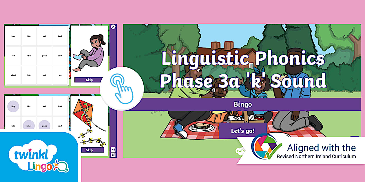 Linguistic Phonics Phase 3a 'k' Sound Bingo Game - Twinkl