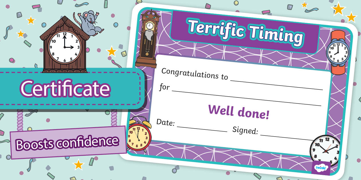 * NEW * Terrific Timing Certificate (Hecho por educadores)