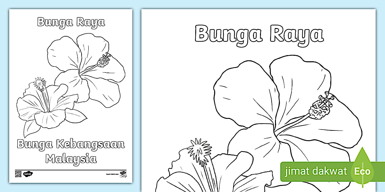 Lembaran Mewarna Bunga Raya Merdeka: Bunga Kebangsaan