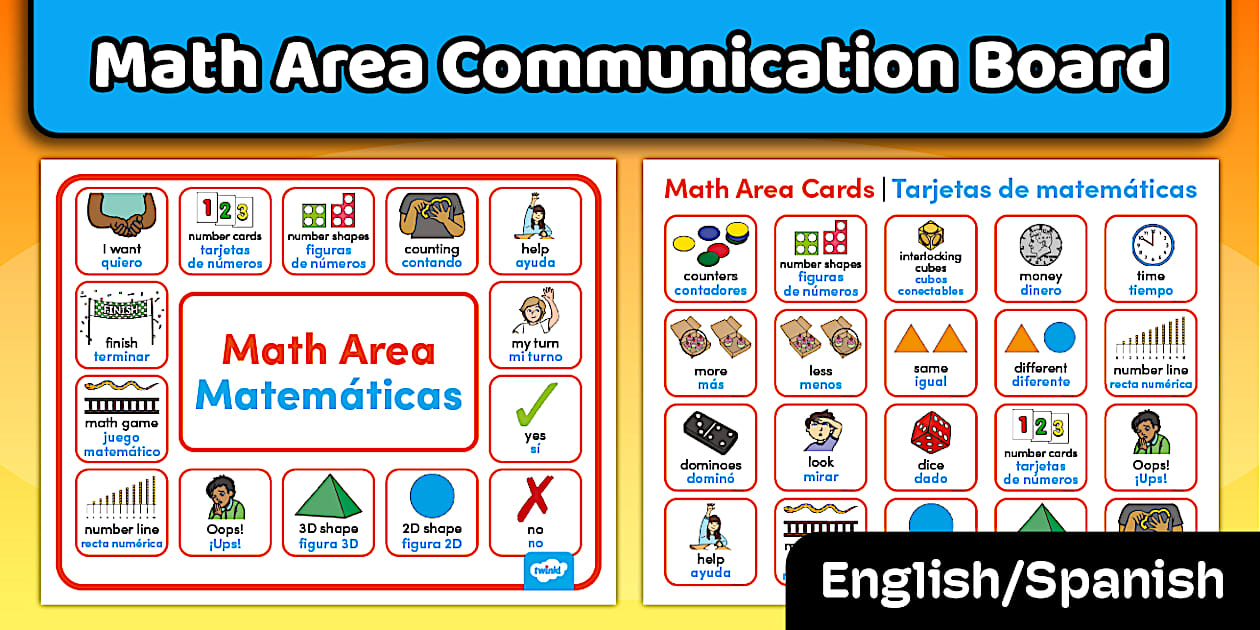 English/Spanish Math Area Communication Board