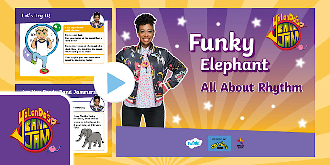 FREE! - 👉 YolanDa's Band Jam Funky Elephant Rhythm PowerPoint | Twinkl