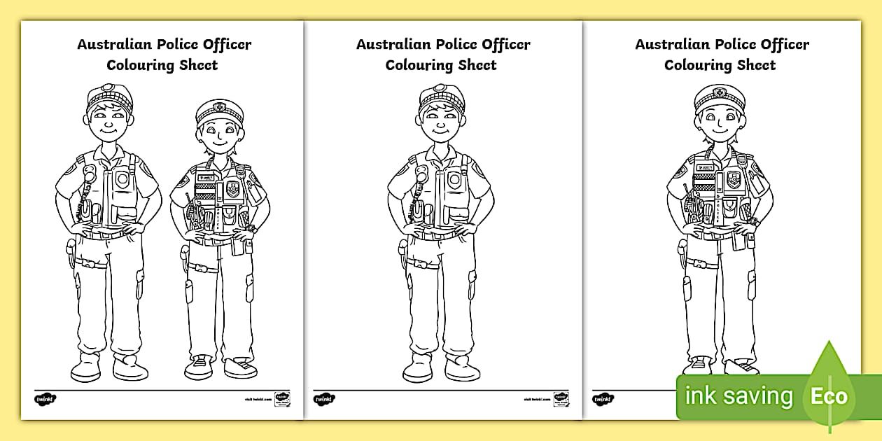 Australian Police Officer Colouring Sheet | Colouring Sheets