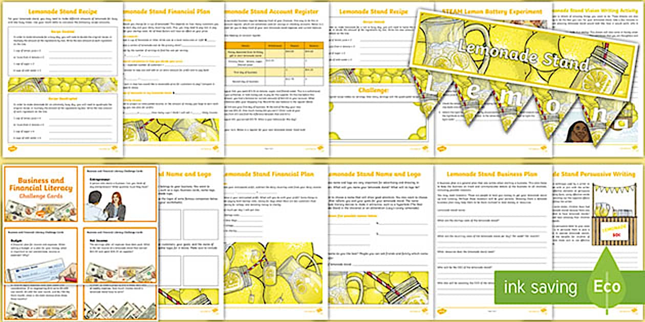 Lemonade Stand Project Pack for 3rd-5th Grade (teacher made)