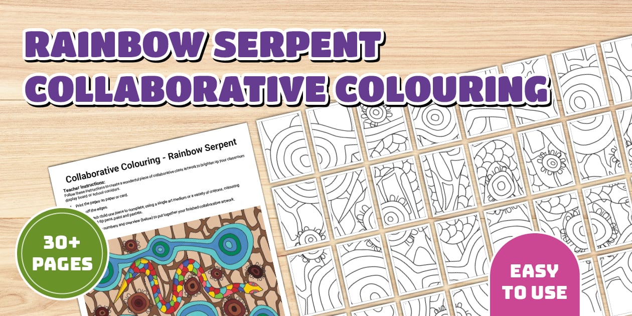 Rainbow Serpent Collaborative Colouring