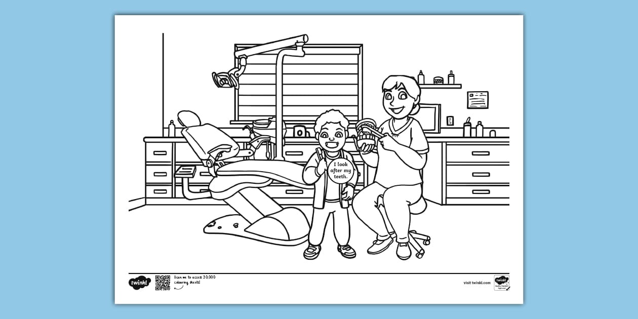 Dentist Colouring (teacher made) - Twinkl