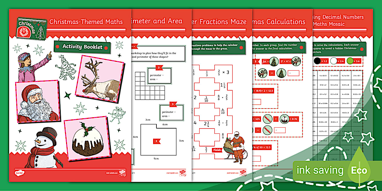 UKS2 Christmas-Themed Maths Activity Booklet (Ages 9 - 11)