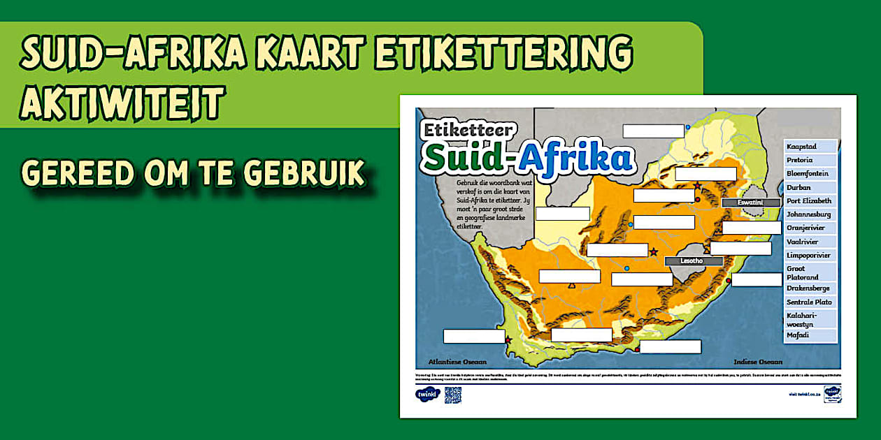 Suid-Afrika - Kaart Etikettering Aktiwiteit