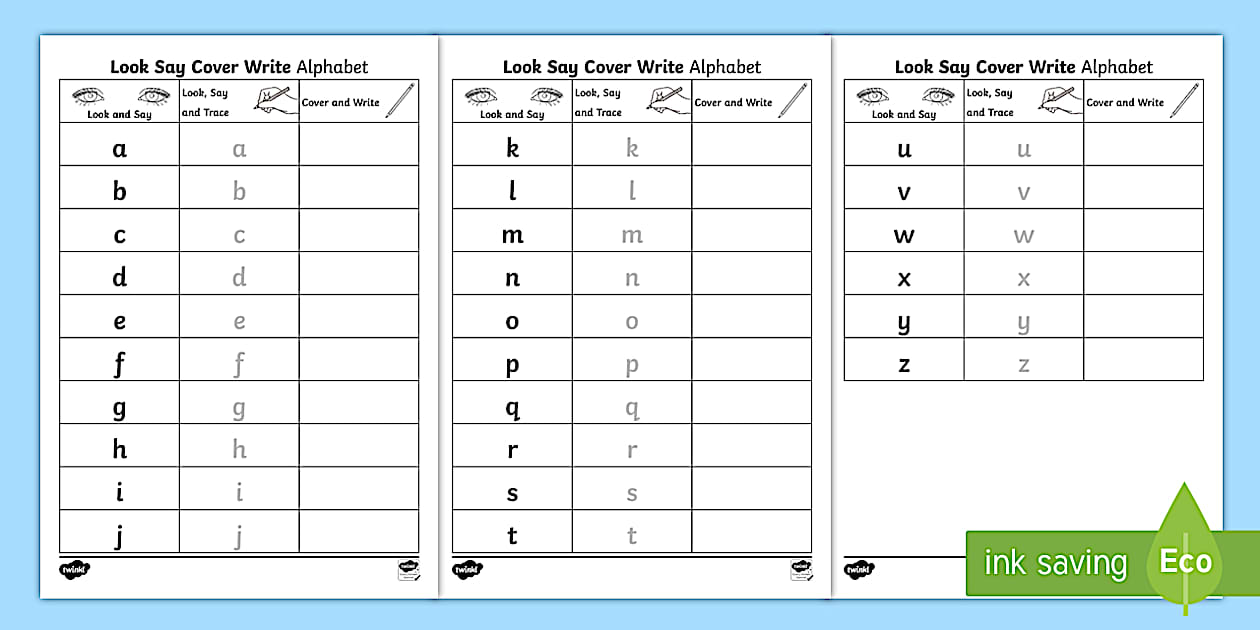 Lowercase Letter Formation Alphabet Look, Trace and Write Worksheet
