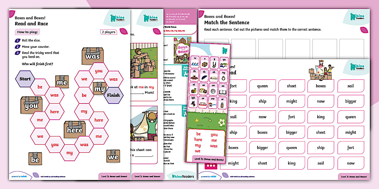 3c Boxes and Boxes!: Resource Pack - Twinkl Rhino Readers