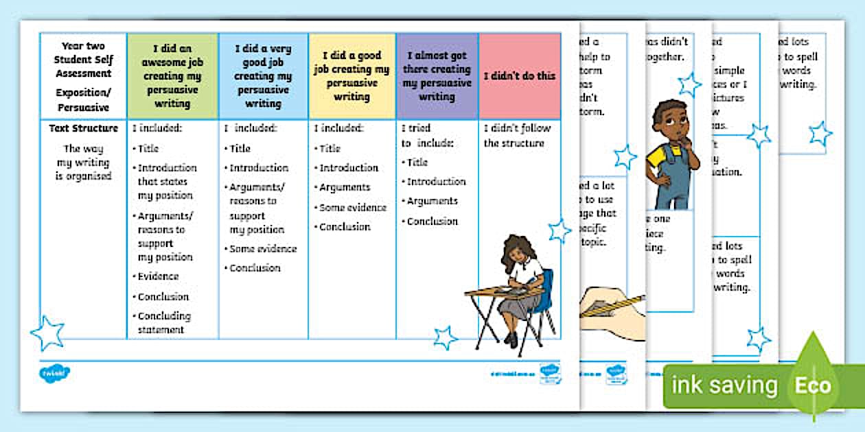 Year 2 Persuasive Writing Rubric (Child Friendly) | Primary