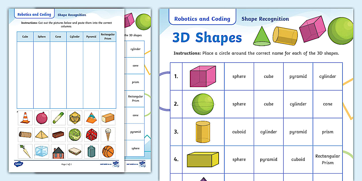 Grade 3 Robotics and Coding Shape Recognition - 3D Shapes.