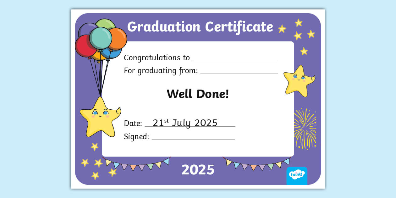 EYFS Graduation Certificate (teacher made) - Twinkl