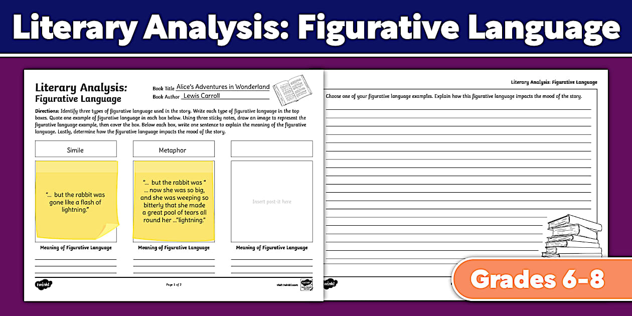 Figurative Language Analysis with Sticky Notes - Twinkl