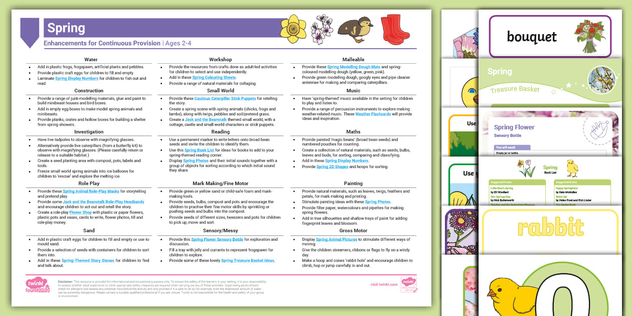 EYFS Spring Provision Planning Ideas & Resource Pack Age 2-4
