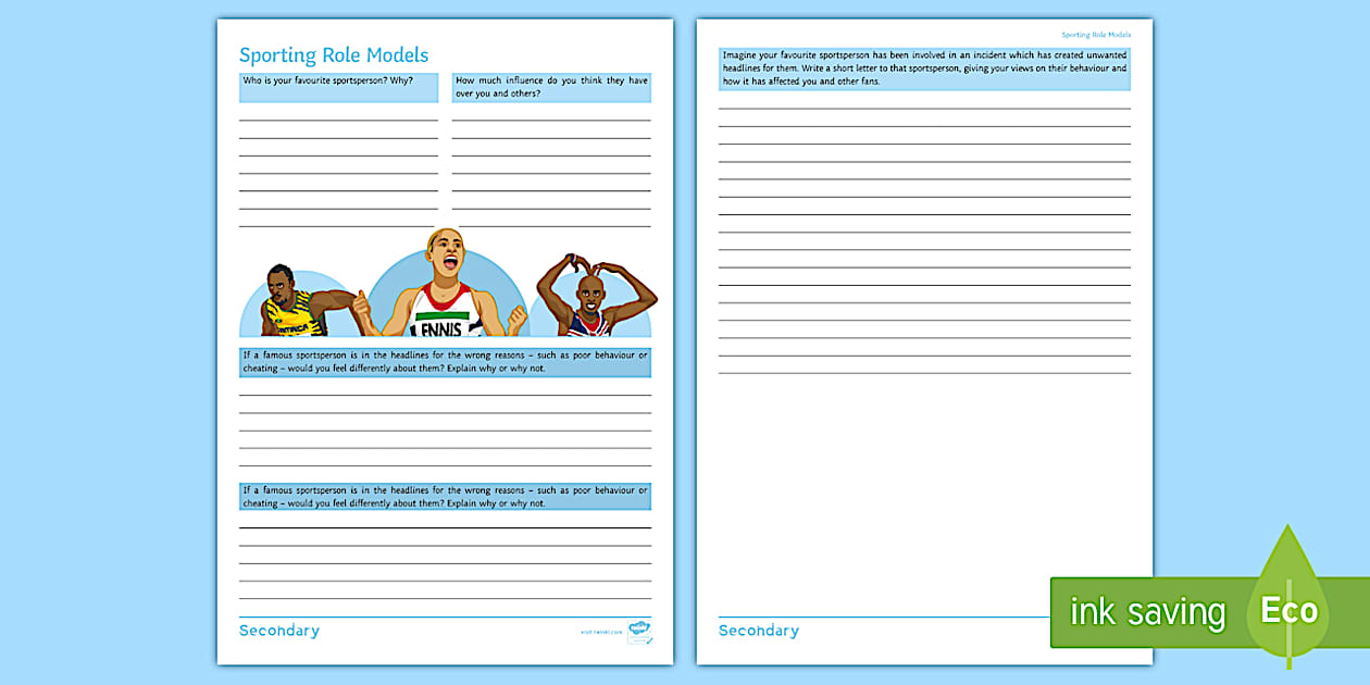 PE Cover Lessons: Role Models Worksheet (teacher made)