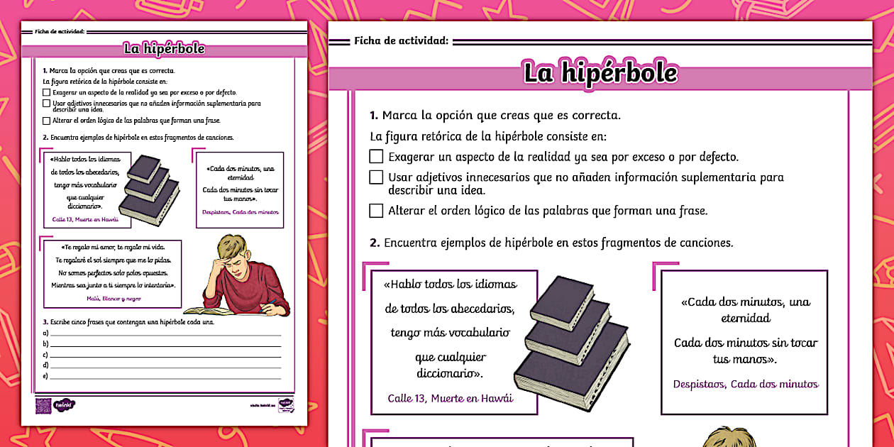 Ficha de actividad: La hipérbole (teacher made) - Twinkl