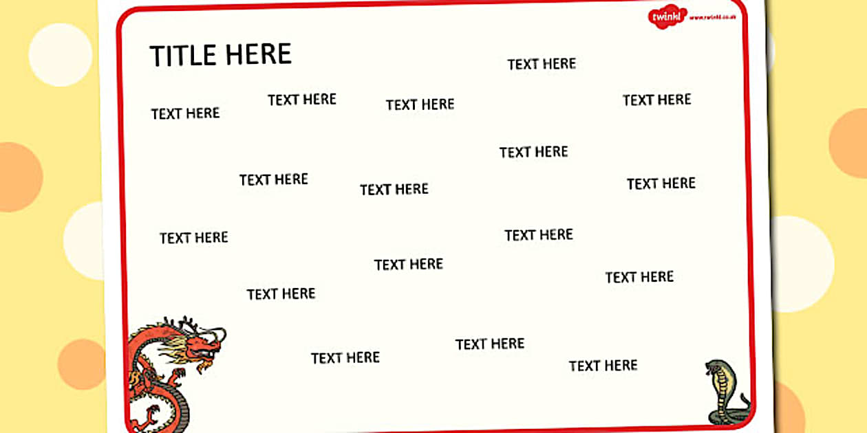 Chinese New Year Themed Editable Word Mat (teacher made)