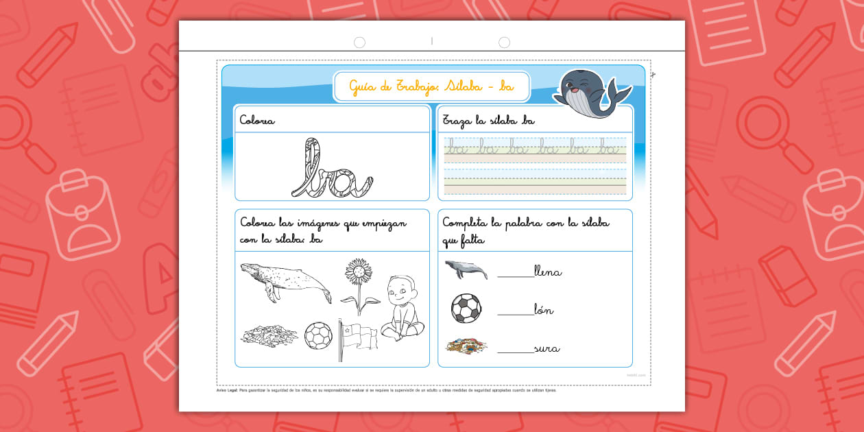 Guía de Trabajo: Sílaba - ba (creat de profesori) - Twinkl