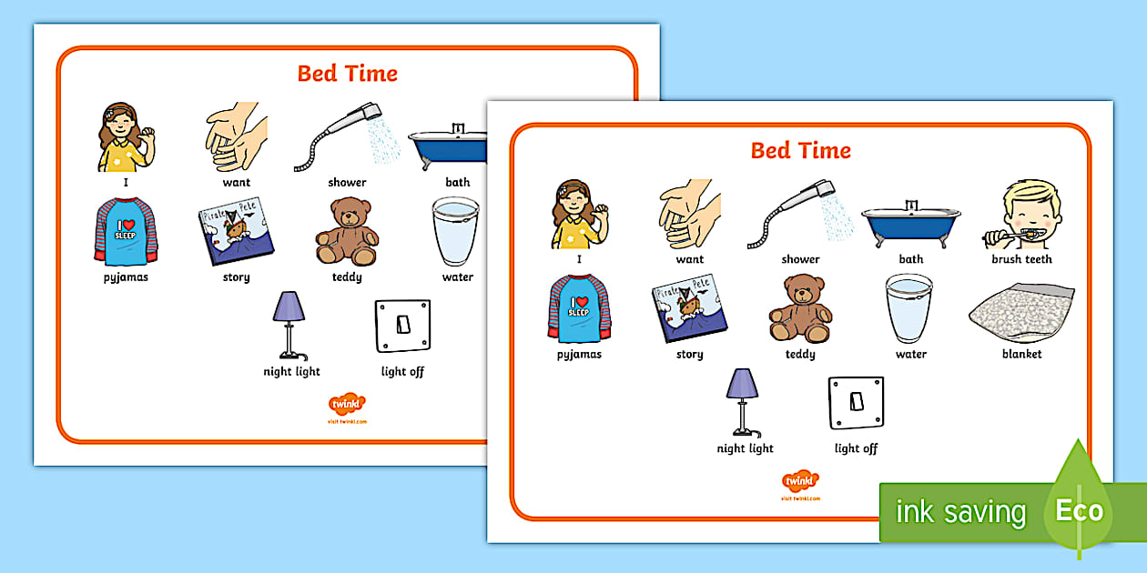 Bed Time Communication Board Visual Aid - Twinkl