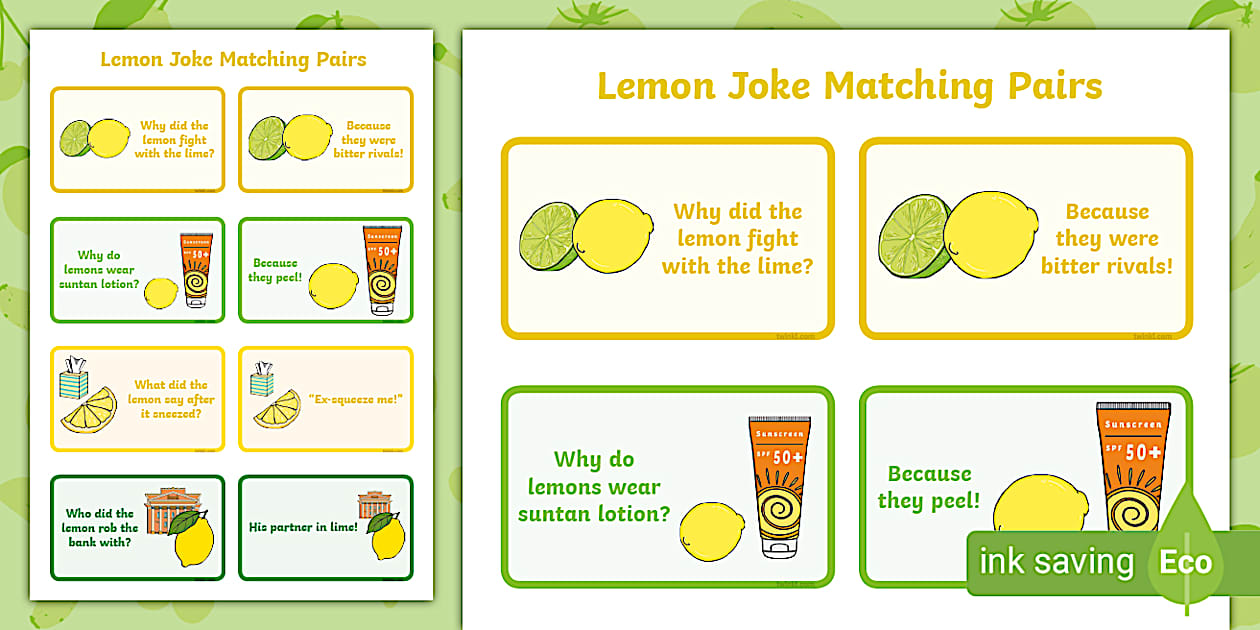Lemon Joke Matching Pairs (professor feito) - Twinkl